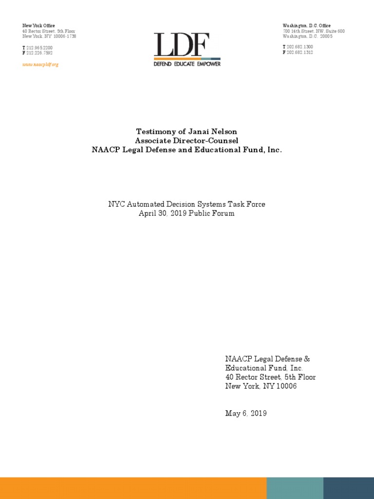 NYC Automated Decision Systems Task Force | PDF | Terry Stop | Bias