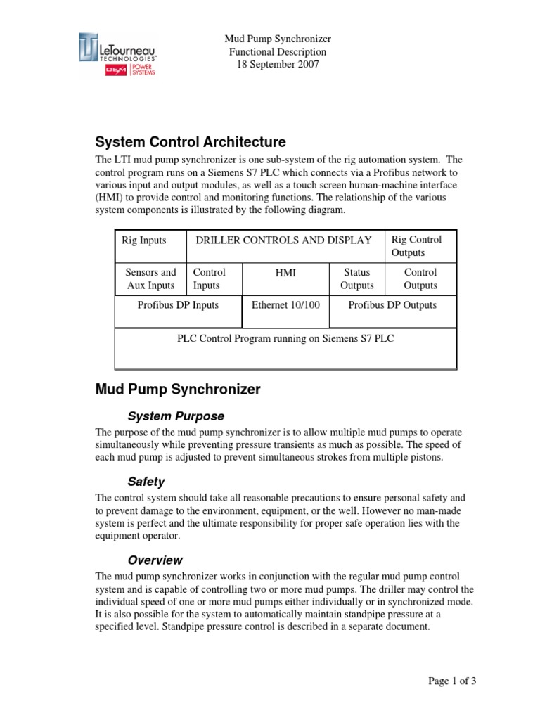 MP Sync Description | PDF | Programmable Logic Controller | Pump