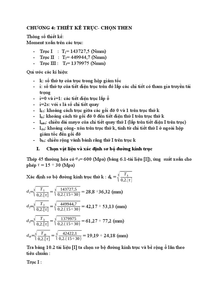 Chương 4: Thiết Kế Trục-Chọn Then: σ τ ÷ T τ d T ÷ d T ÷ d T ÷ d T ÷ | PDF