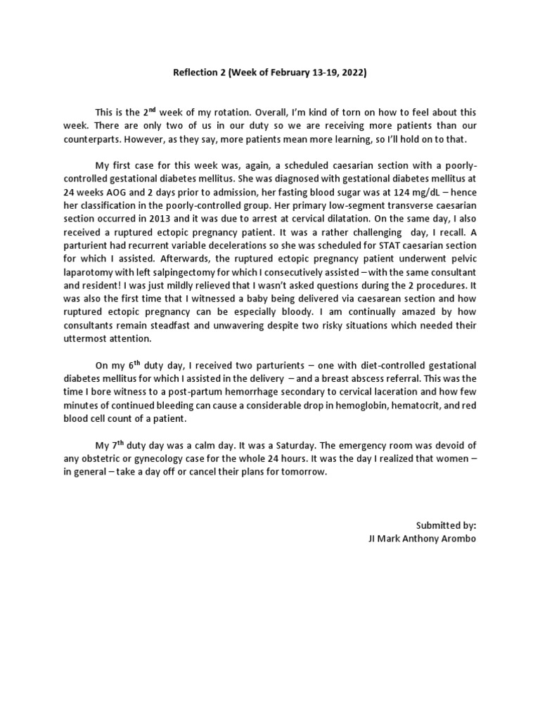 OB Gyne Reflection 1 | PDF