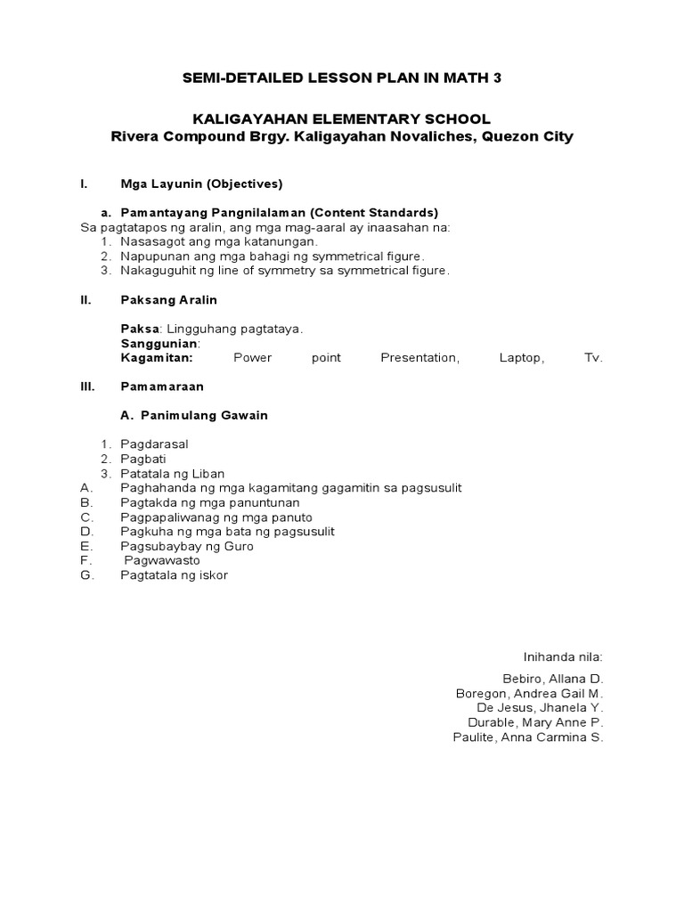 Semi Detailed Math 3 Day 5 | PDF