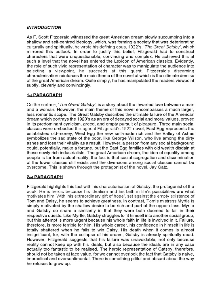 Z71q English The Great Gatsby Analysis | PDF | The Great Gatsby | F ...