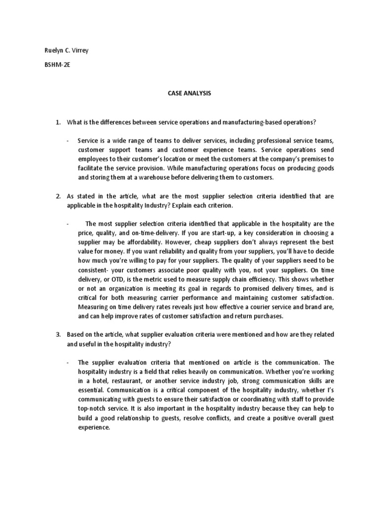 Case Analysis 2 | PDF | Supply Chain | Customer