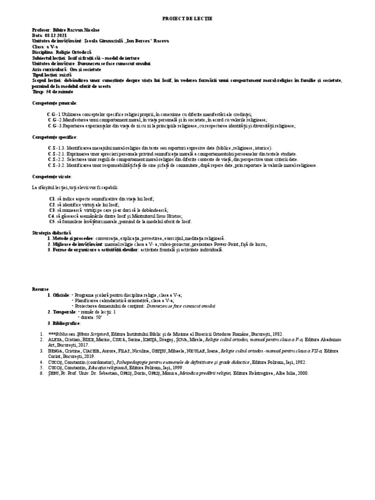 Proect Didactic Clasa A 5-A | PDF