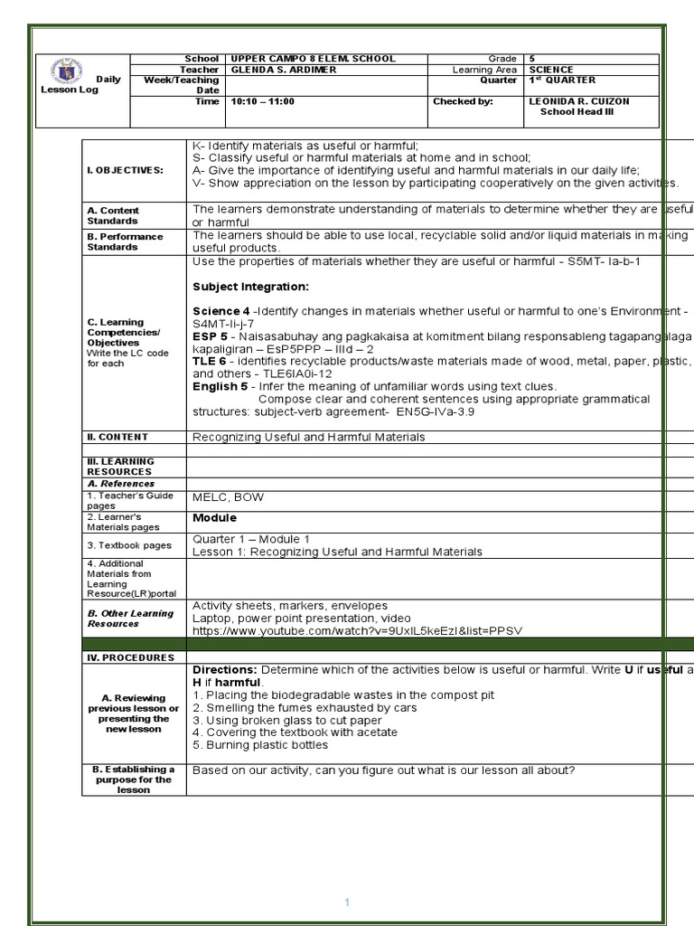 Science 5 DLL Cot | PDF | Learning | Reuse
