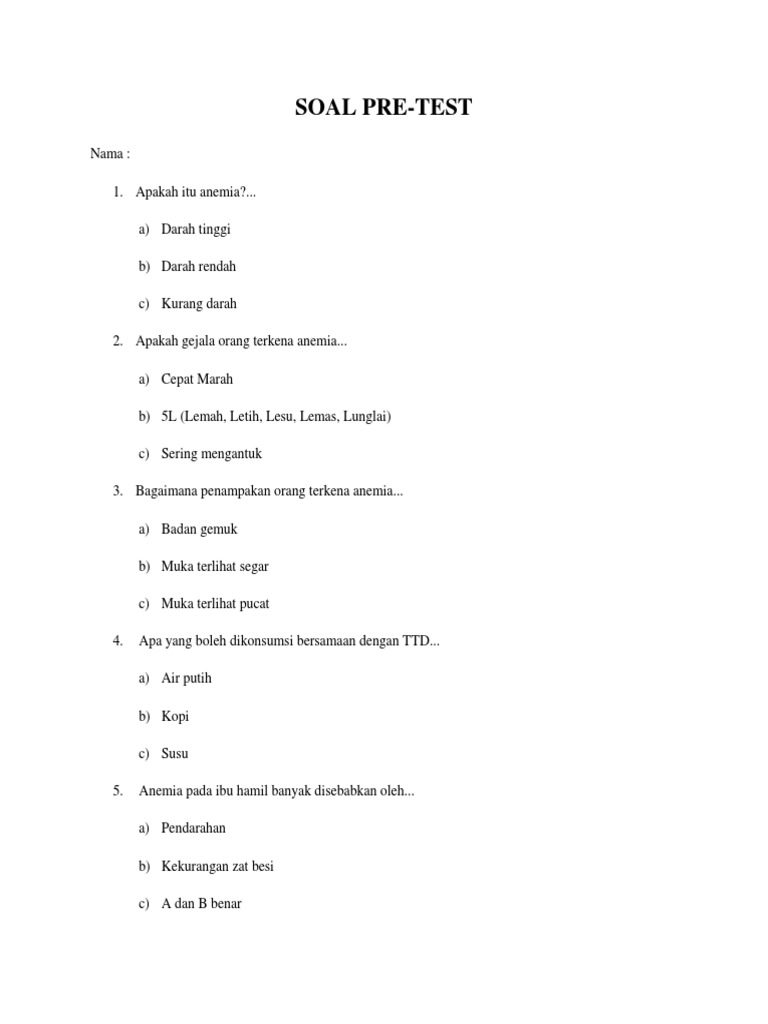 Soal Pre-Test&post-Test | PDF
