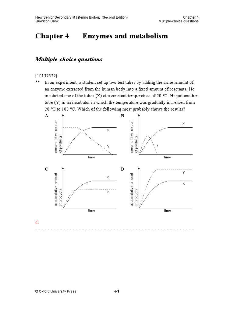 Enzymes and Metabolism: Multiple-Choice Questions | PDF | Enzyme ...