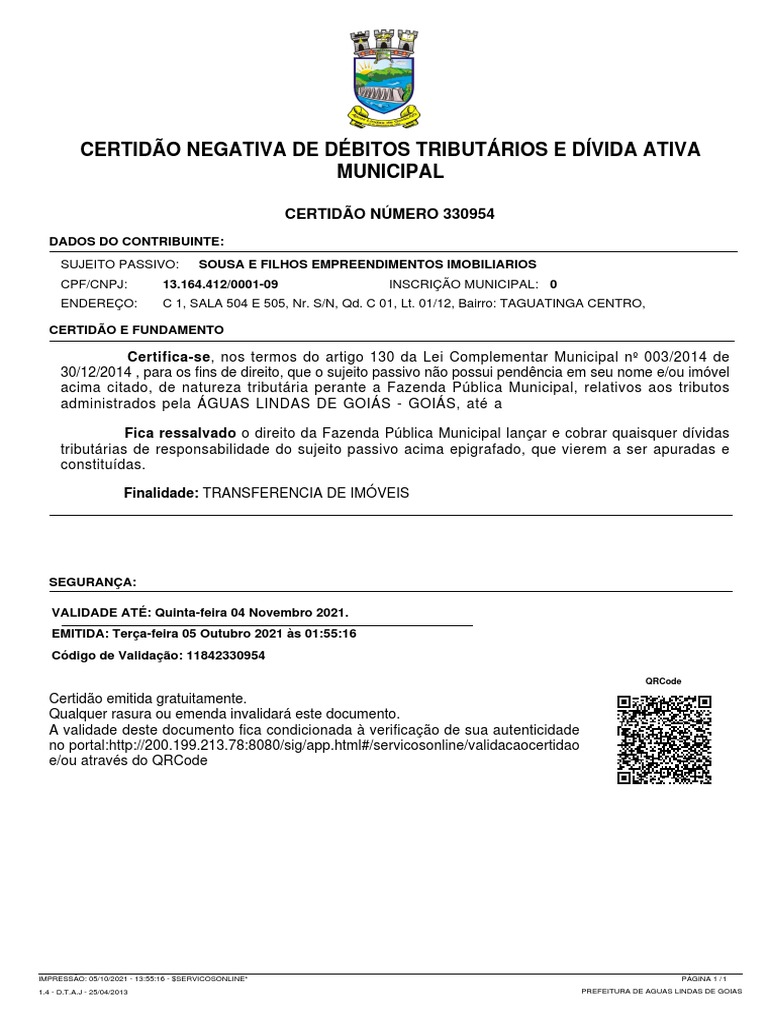 Certidão Pessoa Jurídica | PDF