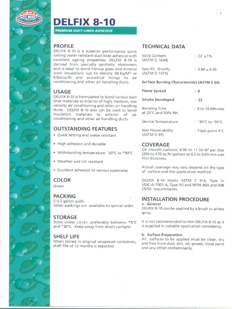 Delfix 8-10 | PDF | Duct (Flow) | Adhesive
