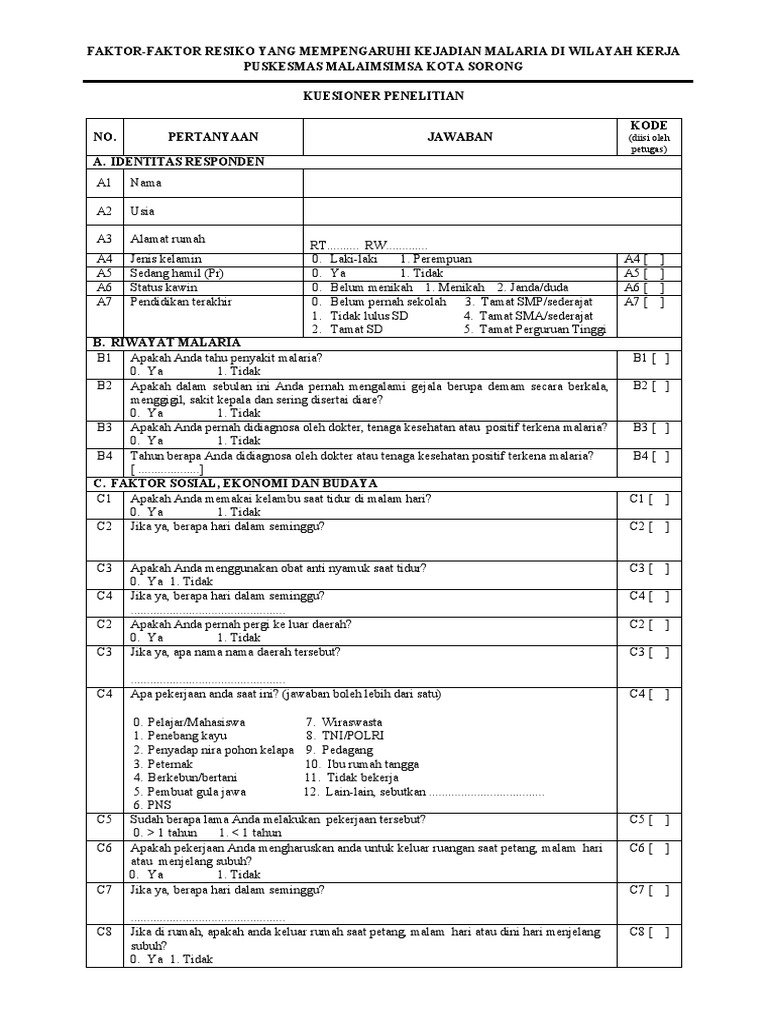 Kuisioner Faktor2 Resiko | PDF