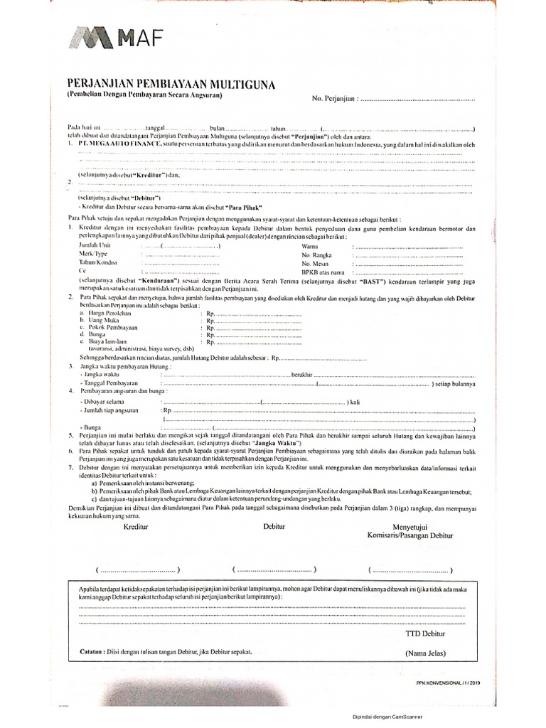 Perjanjian Kredit MAF | PDF
