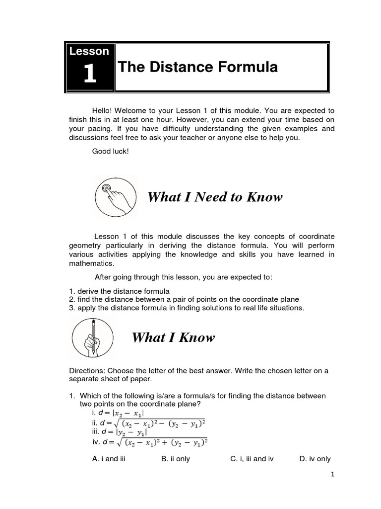 Distance Formula and Applications | PDF | Cartesian Coordinate System ...