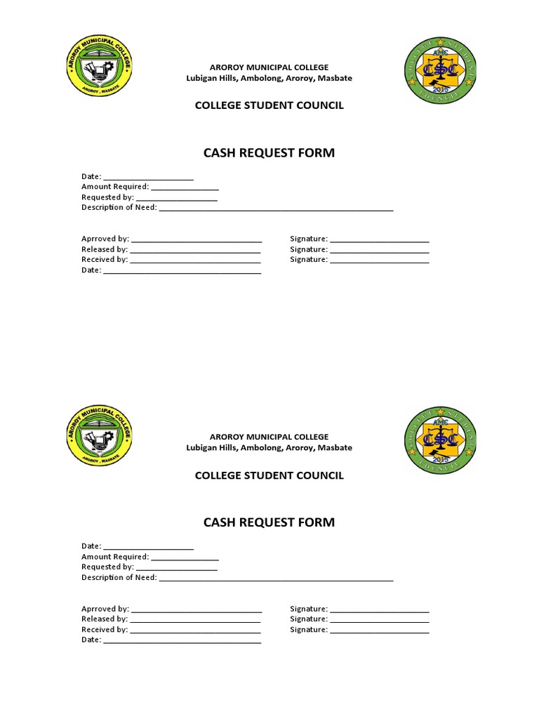 Cash Request Form Template | PDF