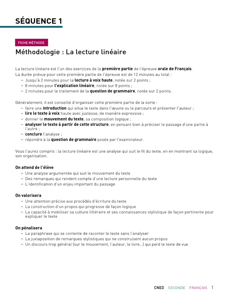 Méthodologie de la Lecture Linéaire | PDF