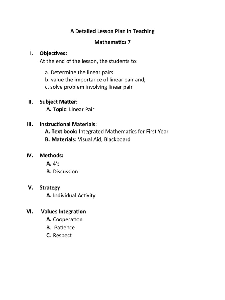 Linear-Pair 2 | PDF | Angle | Lesson Plan
