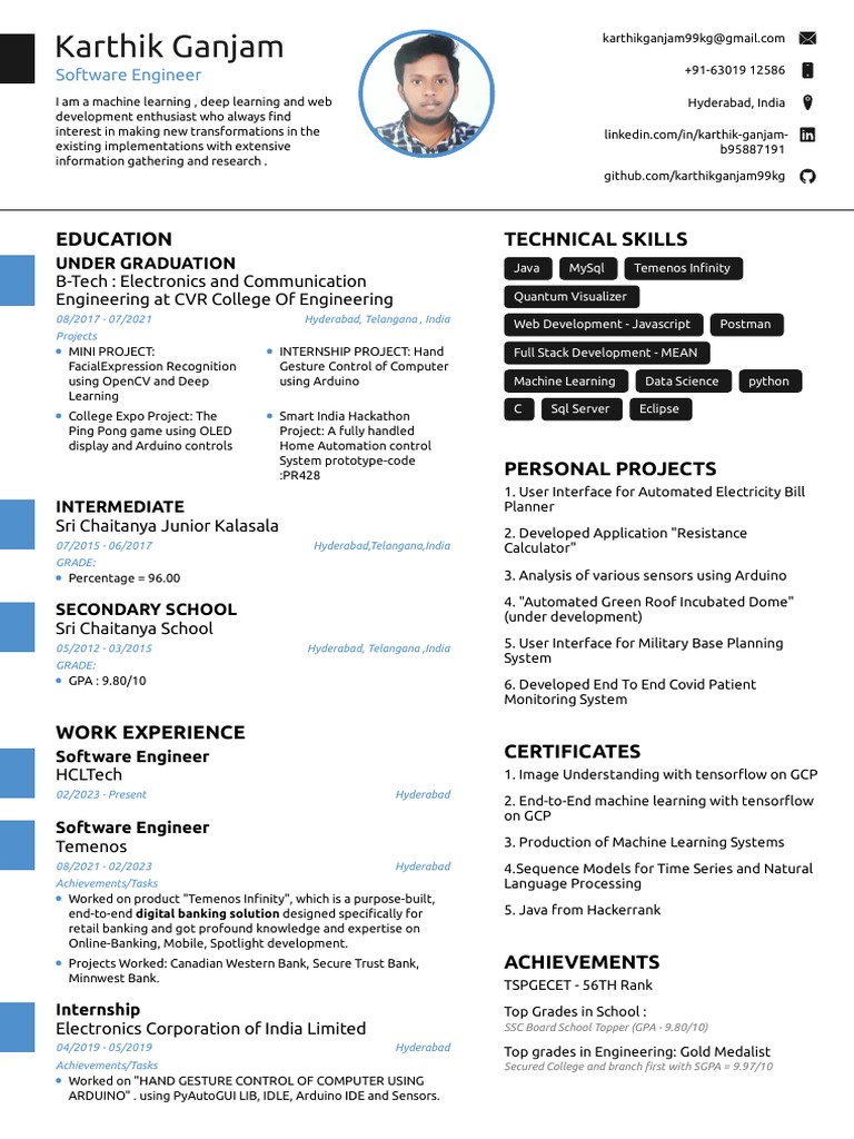 Karthik Ganjam: Software Engineer Profile | PDF | Automation | Machine Learning
