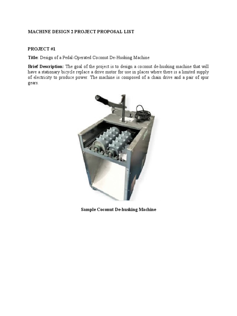 MACHINE DESIGN 2 PROJECT PROPOSAL LIST | PDF
