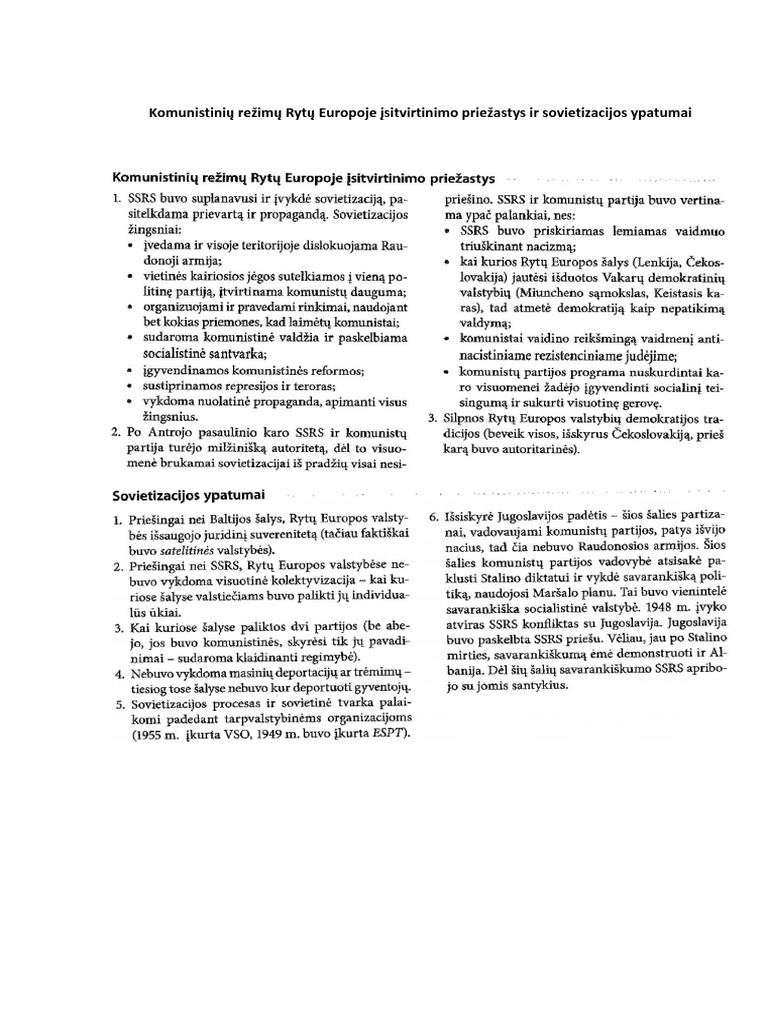 Komunistiniu Rezimu Rytu Europoje Isitvirtinimo Priezastys Ir ...