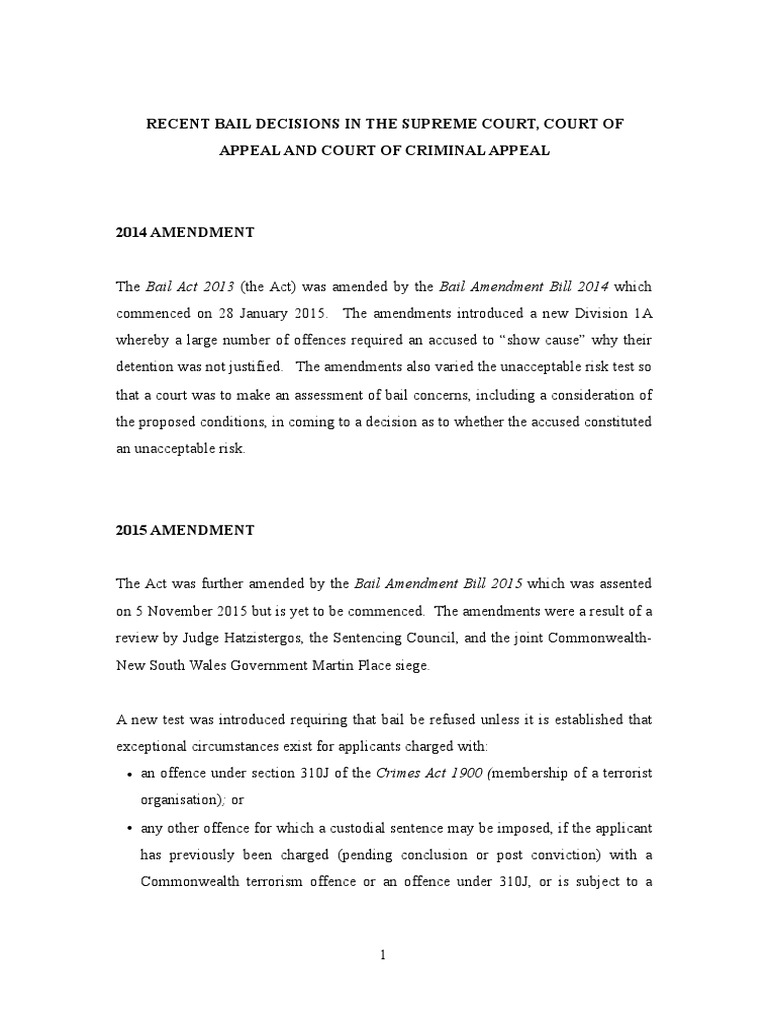 2015 Bail Decisions in The Court of Criminal Appeal and Supreme Court | Download Free PDF | Bail ...