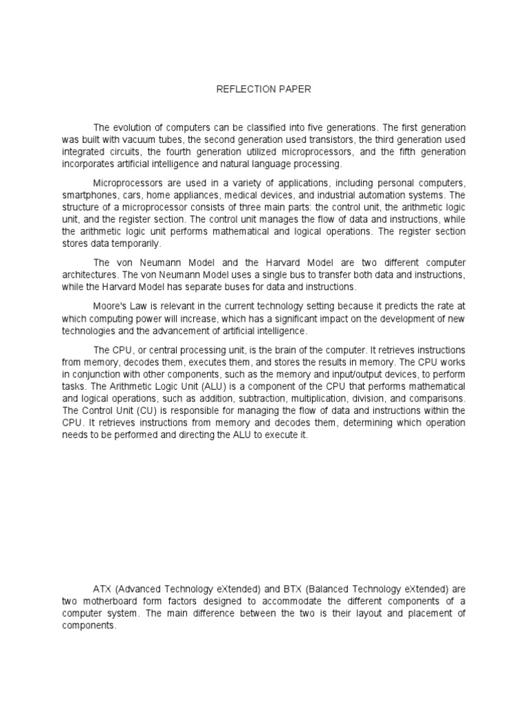 Ece018 - Digital Electronics 2 - Reflection Paper 1 | PDF | Central Processing Unit | Electrical ...