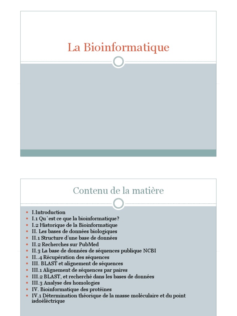 1 Bioinfo De Base Introduction L3 Microbio 05 05 2022 Download Grátis Pdf Bio Informatique