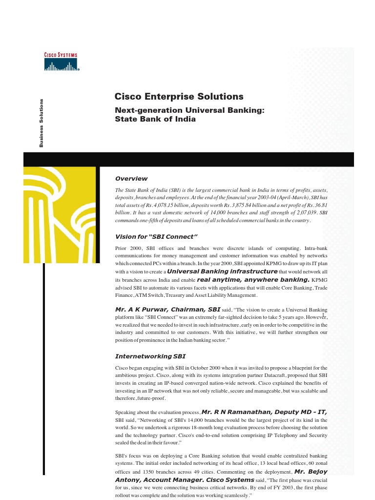 SBI Case Study | PDF | Cisco Systems | Banks