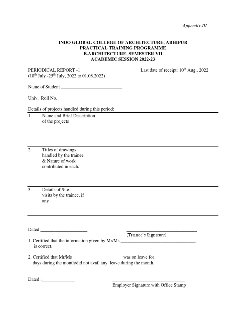 Report and Certificate For Training | PDF