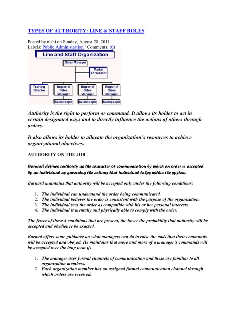 Types of Authority Line & Staff Roles | PDF | Employment | Leadership