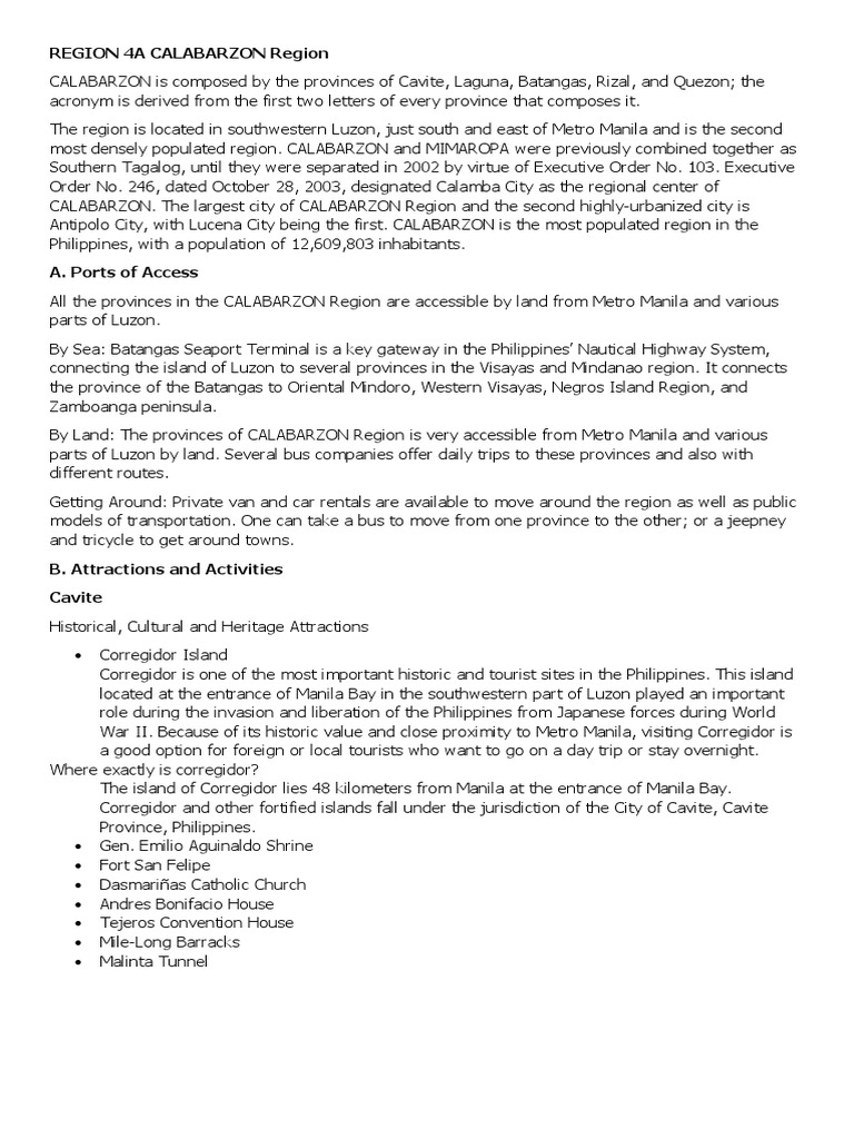 REGION 4A CALABARZON Region | PDF | Philippines