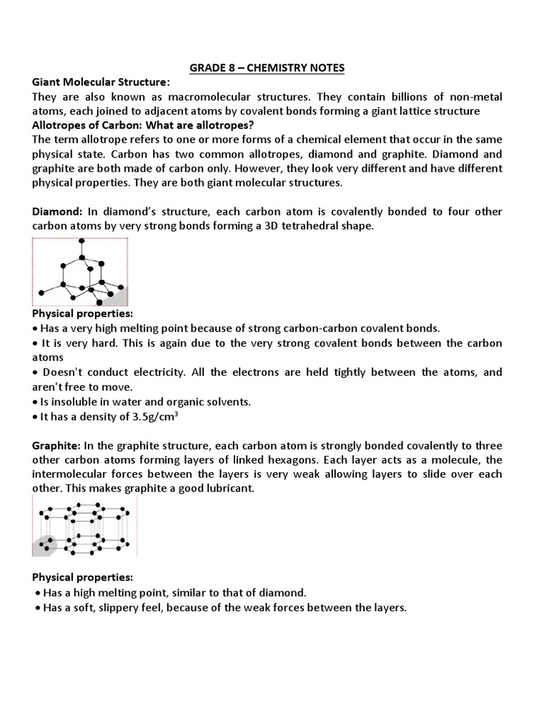 Giant Molecular Structure | PDF | Chemical Bond | Carbon