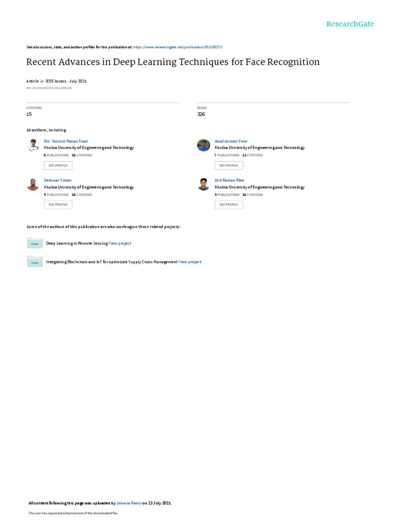 Recent Advances in Deep Learning Techniques For Face Recognition MAIN ...