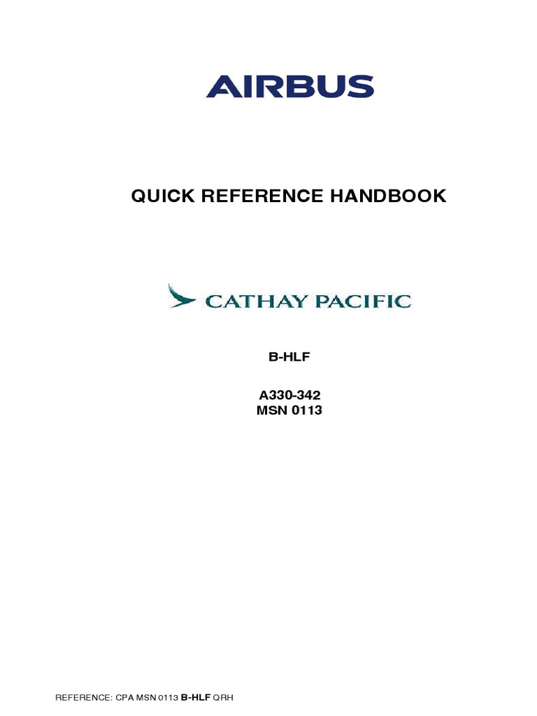 Quick Reference Handbook: B-HLF A330-342 MSN 0113 | Download Free PDF | Takeoff | Aviation