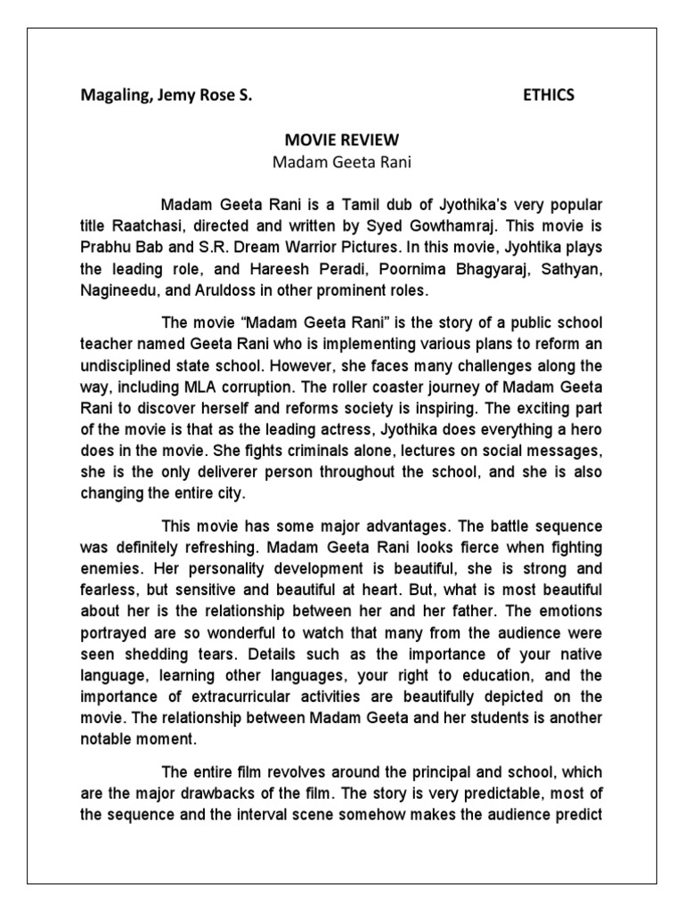 Movie Review | PDF | Teachers