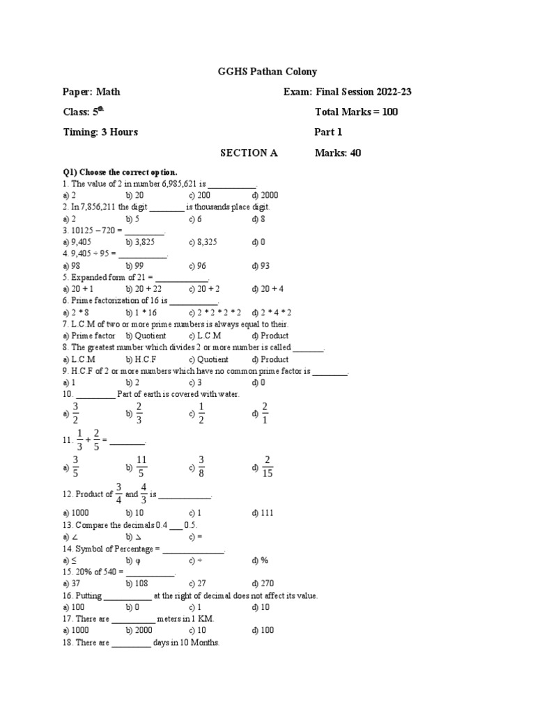 Math 5th Pdf Area Rectangle