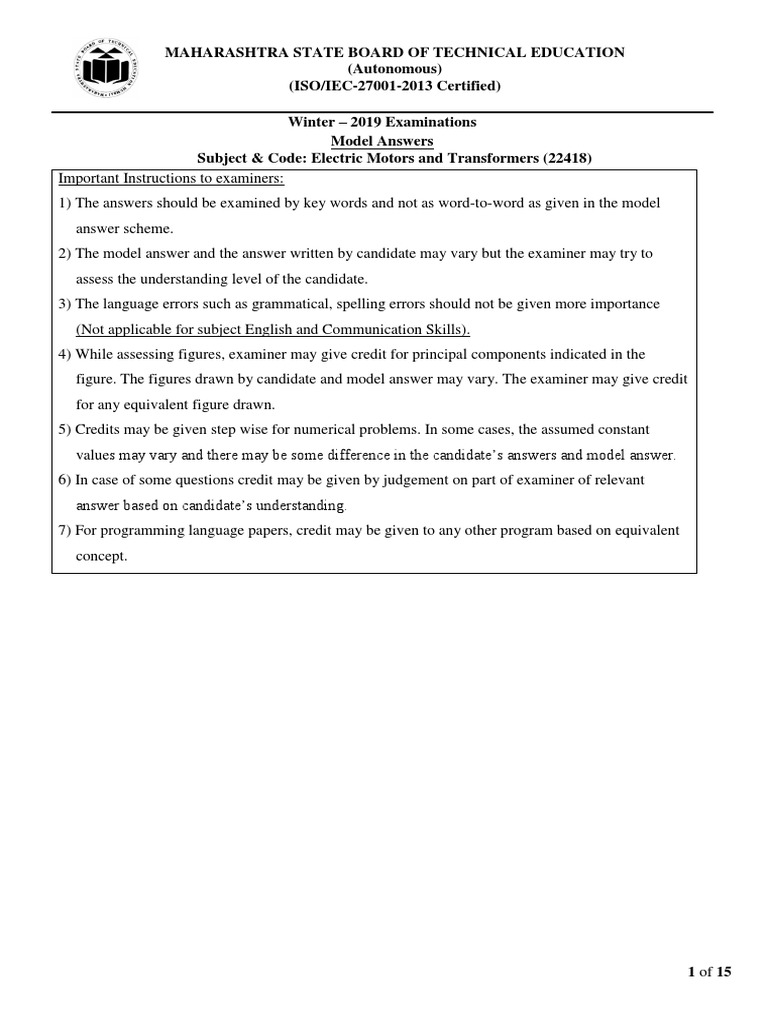 22418-2019-Winter-Model-Answer-Paper (Msbte Study Resources) | PDF | Transformer ...