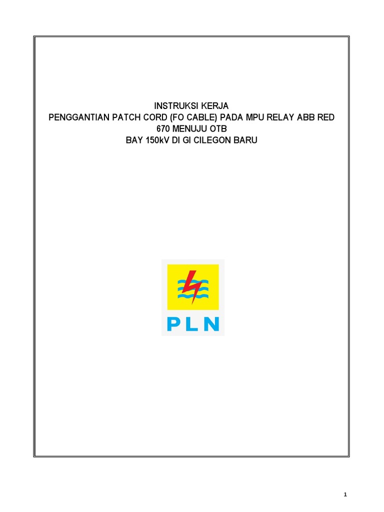 Penggantian Patch Cord pada Relay 150kV | PDF | Sains & Matematika ...