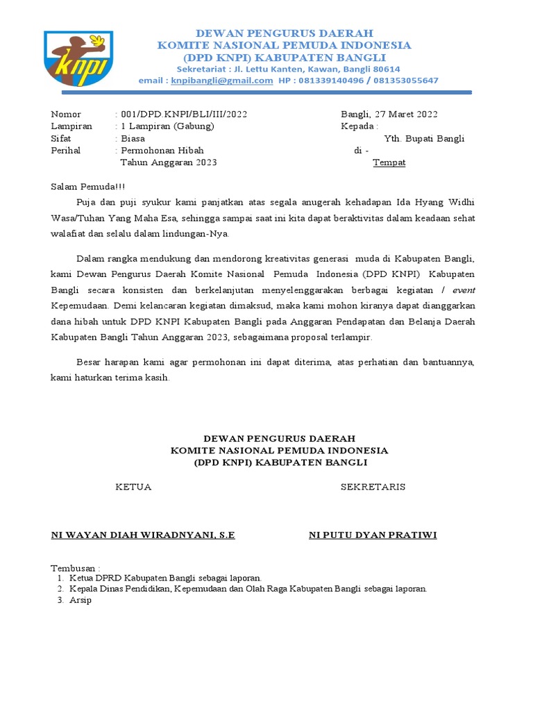 Surat Pengantar Proposal Hibah 2 | PDF