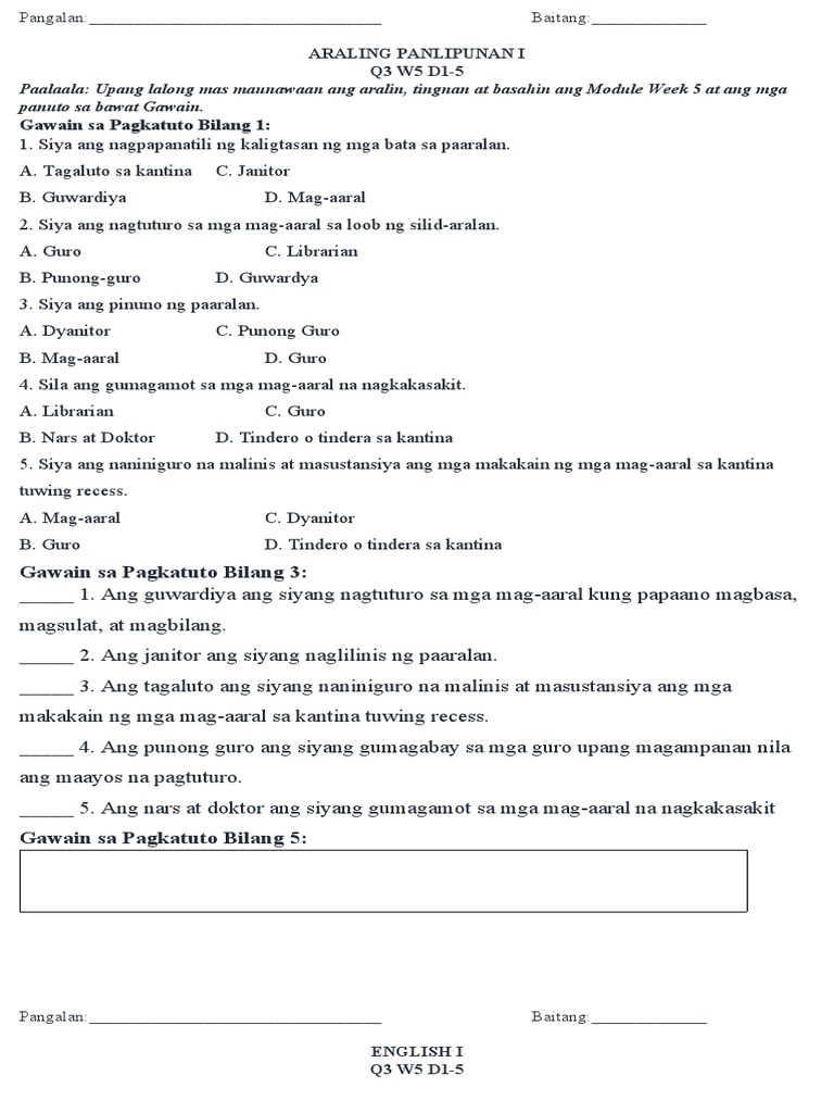 WEEK 5 Activity Sheet | PDF