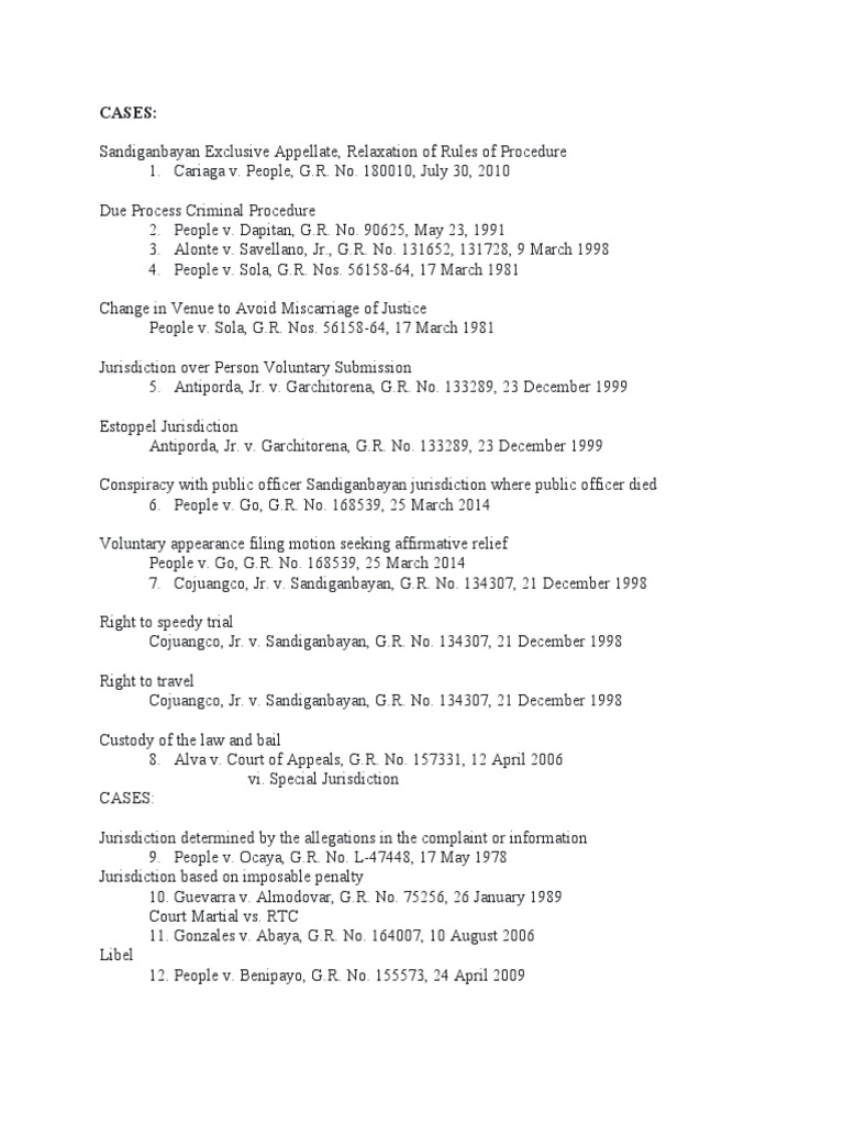 Crimpro Consolidated Cases For Digests | PDF | Jurisdiction | Courts
