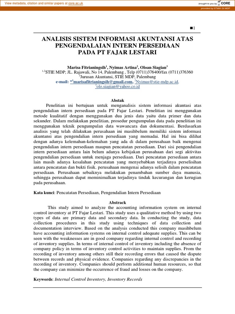 Analisis Sistem Akuntansi Persediaan PT Fajar | PDF