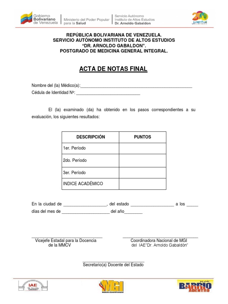 Acta Final de Notas | PDF