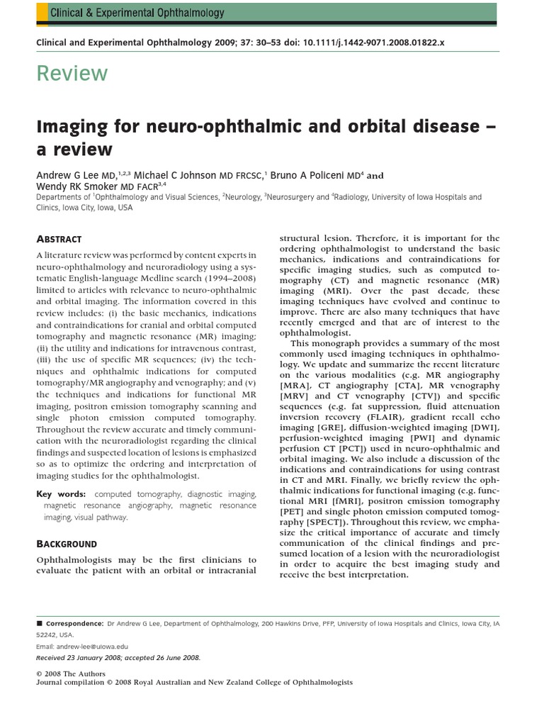 Imaging For Neuro-Ophthalmic and Orbital Disease - A Review | PDF | Ct ...