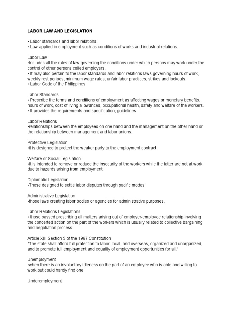 Labor Law and Legislation | PDF | Cost Of Living | Employment