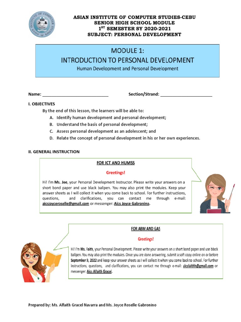 Understanding Adolescent Personal Development: A Module on Human Growth ...
