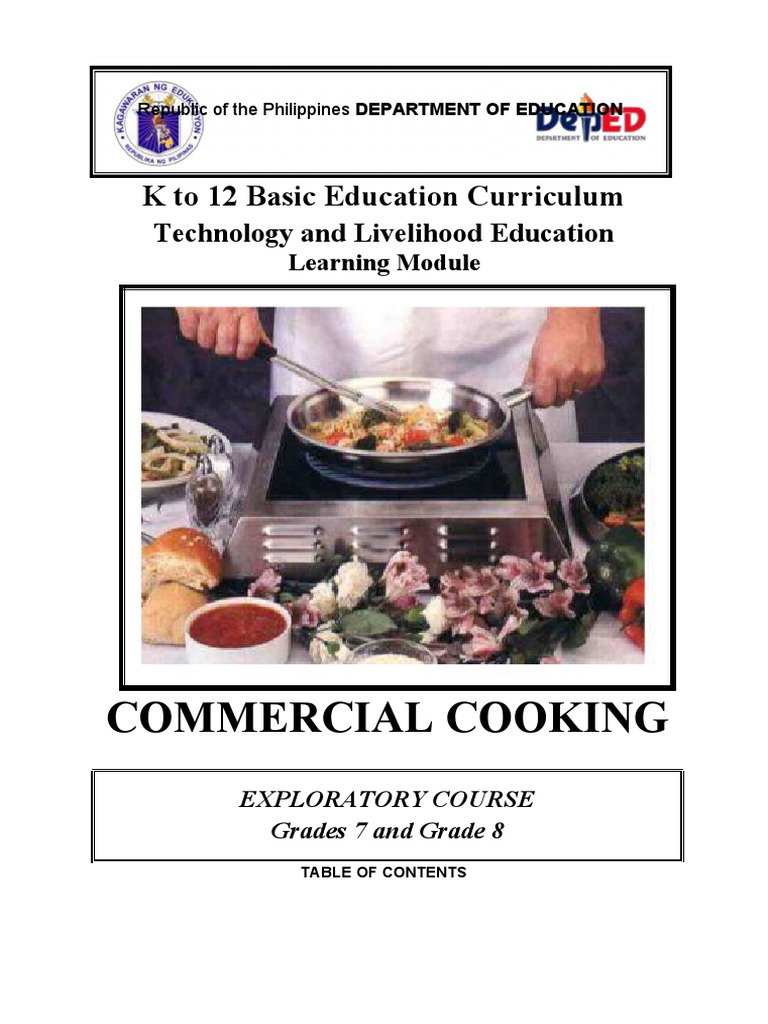 Commercial Cooking: K To 12 Basic Education Curriculum | PDF | Kitchen Utensil | Disinfectant