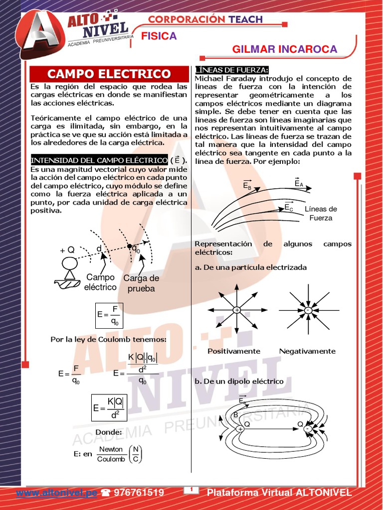 Campo Electrico Practica Dirigida | PDF | Electricidad | Campo eléctrico