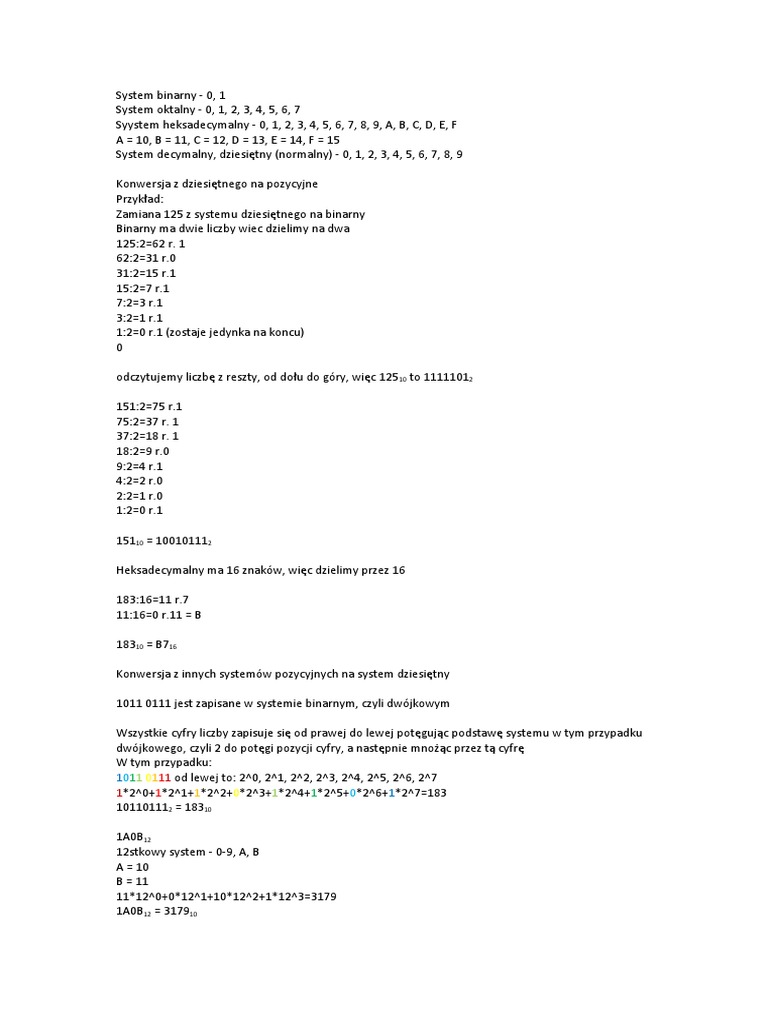 System Binarny | PDF