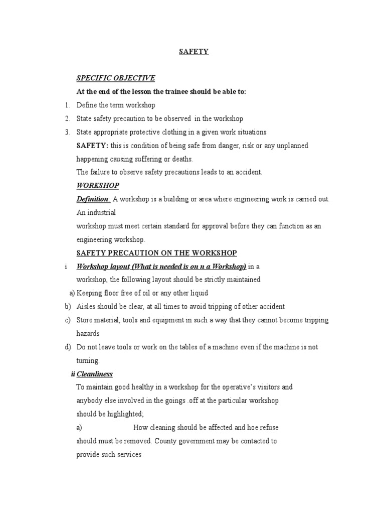 Safety Protocols and Protective Measures in the Workshop: A ...