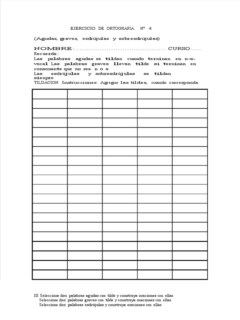 Dokumen - Tips - Ejercicios Agudas Graves Esdrujulas | PDF