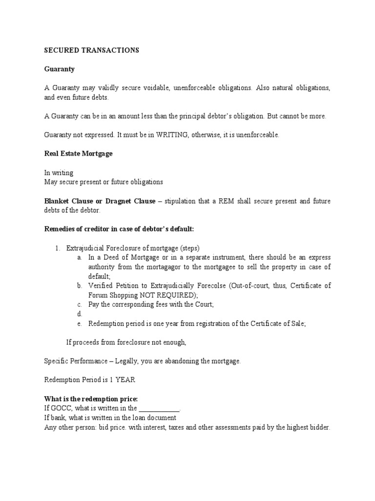 Secured Transactions | PDF | Mortgage Law | Foreclosure